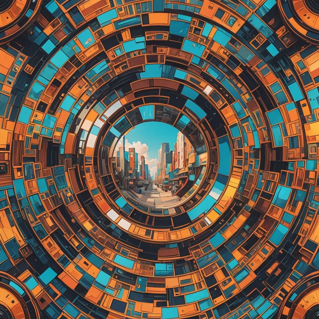 A cylindrical mirror reflecting itself in large images - AI Generated ...