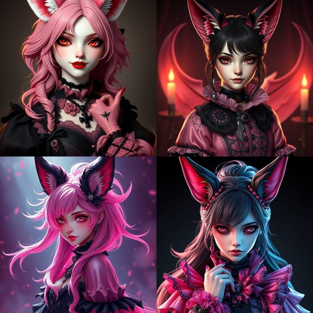Gothic Kitsune Goddess in Hyperdetailed Portrait - AI Art