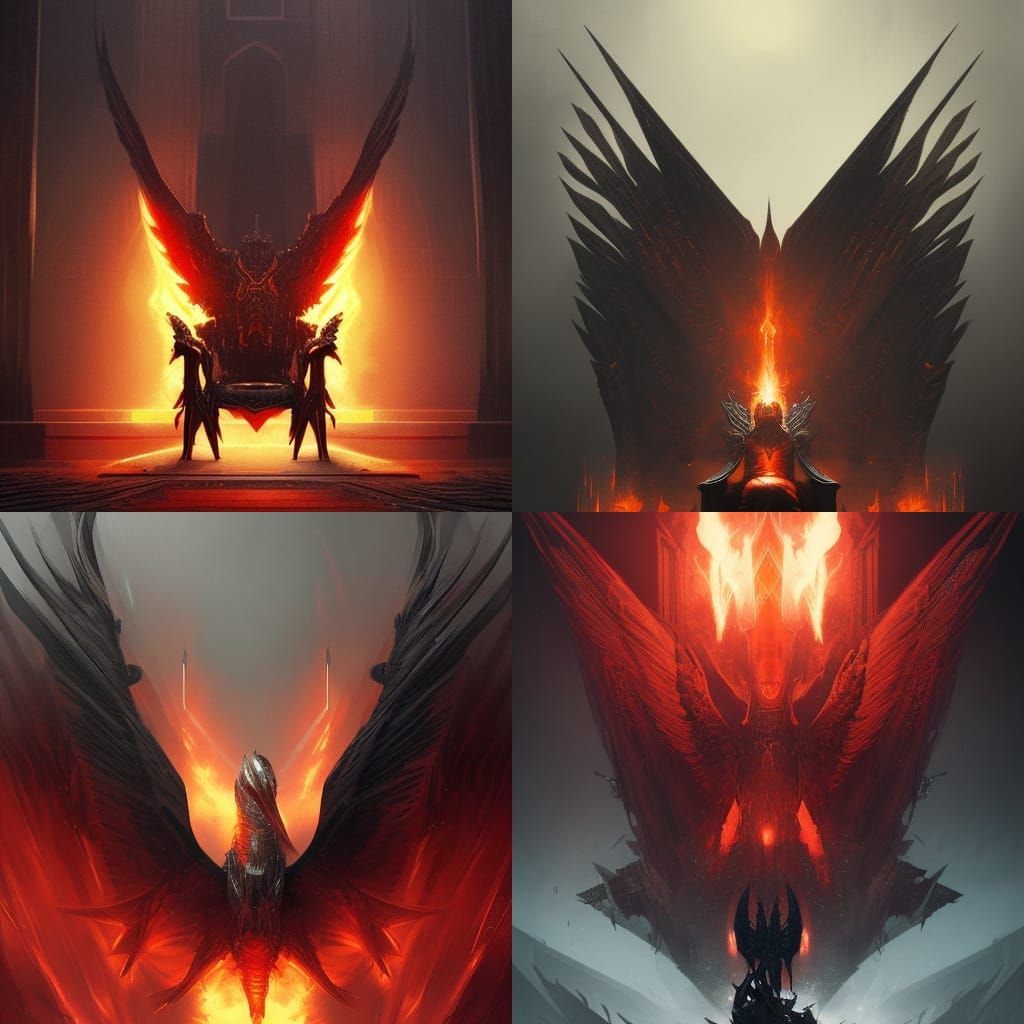 Empty Black Phoenix Triangle Sith Throne Chair of Fire - AI Generated ...