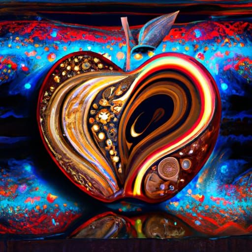 midnight cosmic apple iluminate in Masterpiece , luminous colors ...