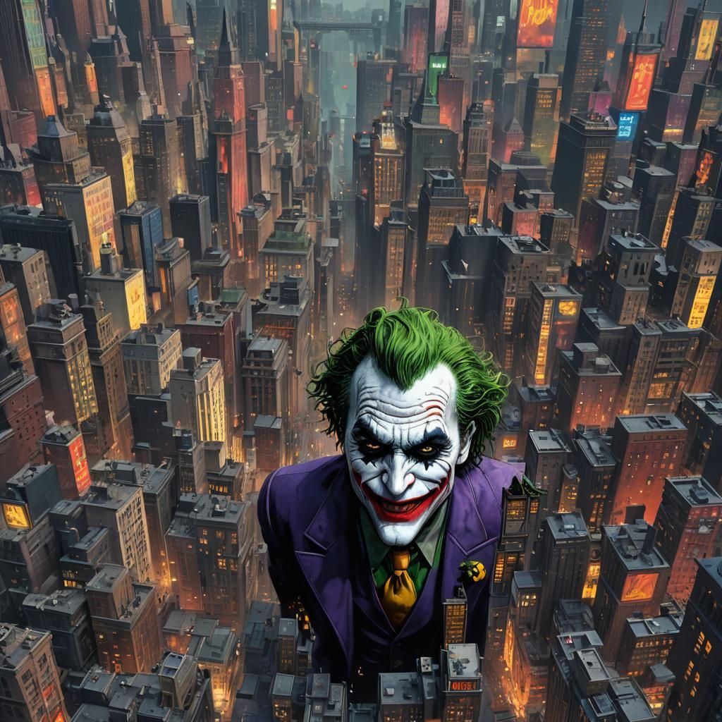 joker; gotham - Joker in Gotham: Colorful Detailed Matte Pai...