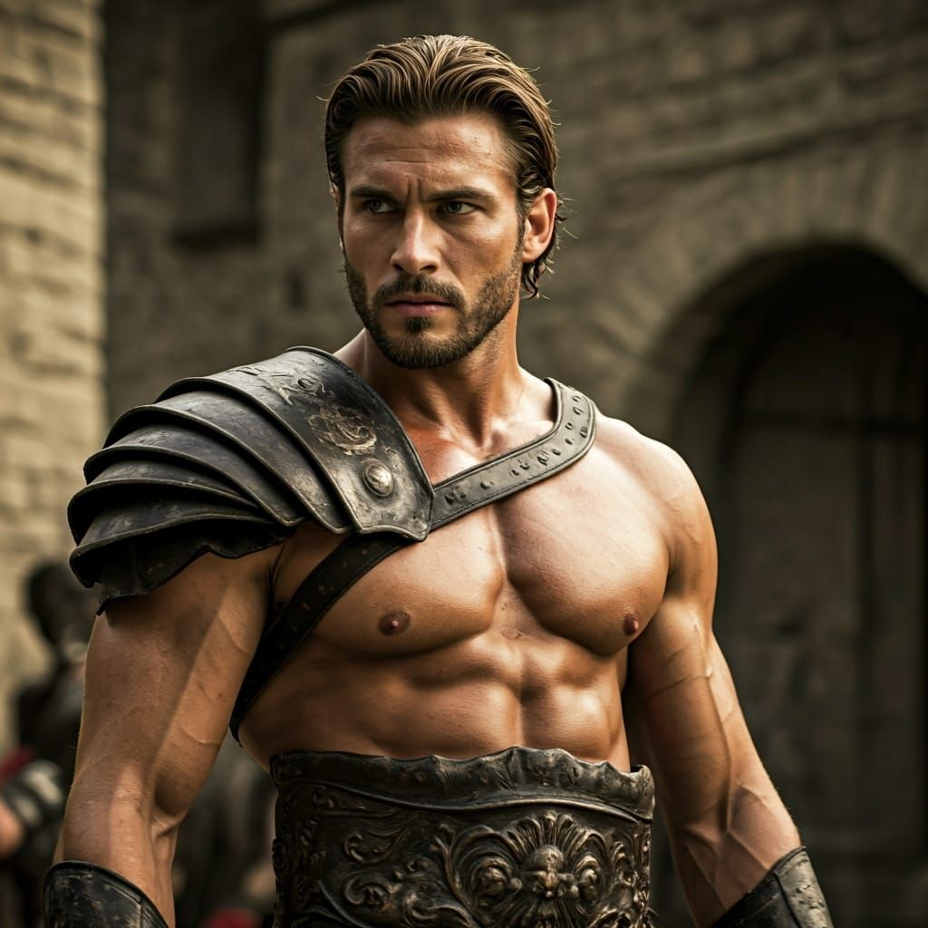 Handsome Gladiator from Sword and Sandal Film - AI Art
