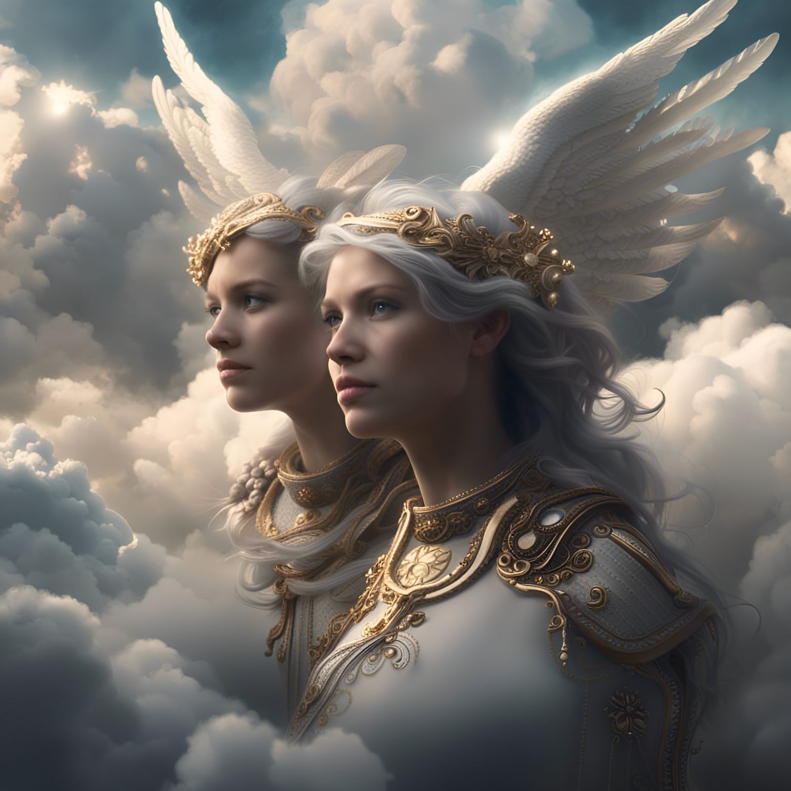 Angelic faces in the clouds - AI Generated Artwork - NightCafe Creator
