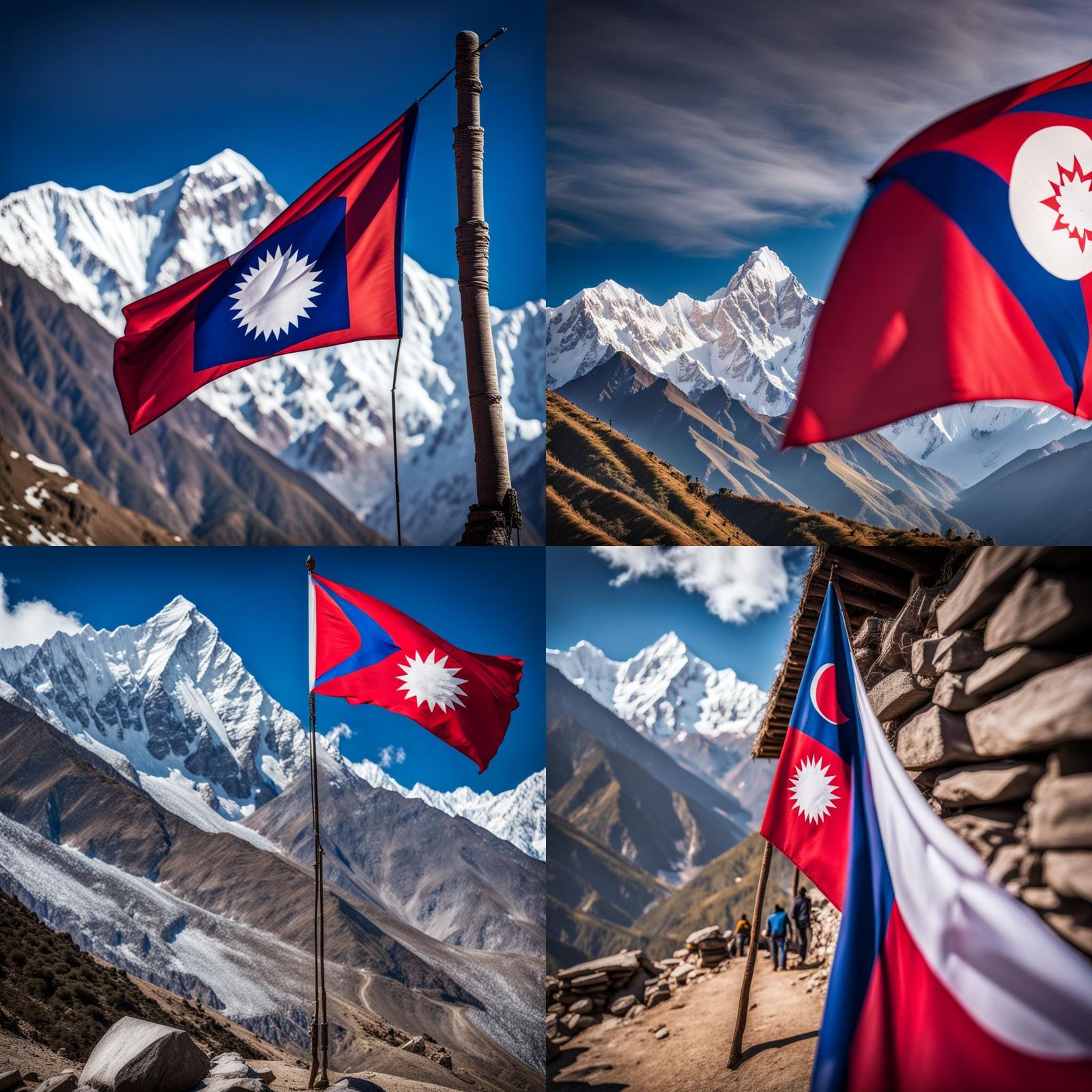 Huge Nepalese flag set in the Himalayas - AI Generated Artwork ...