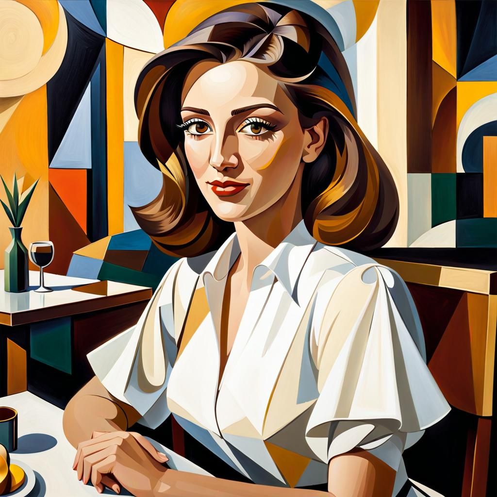 A Cubist Portrait #2 - Golden Lady in Cubist Style