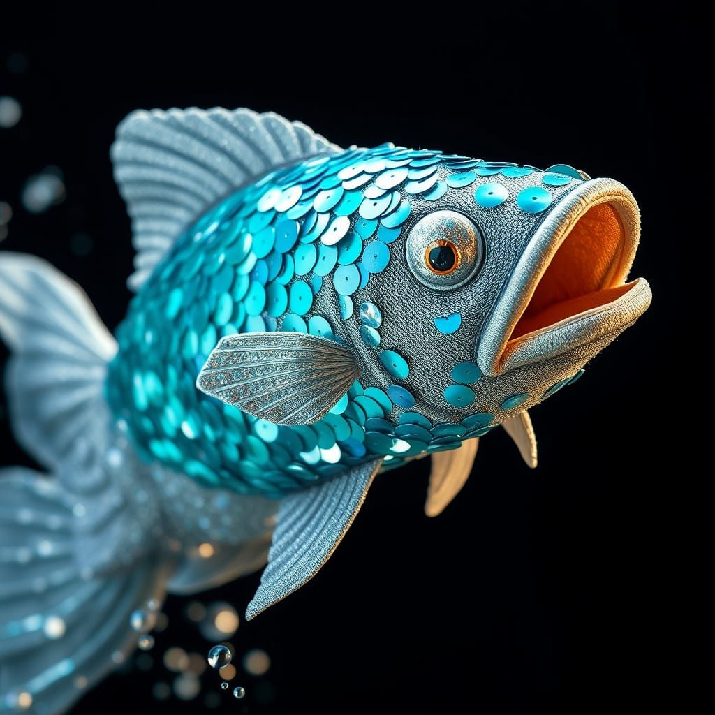 Sequin fish - Iridescent Sequin Fish Leaps Out of Water