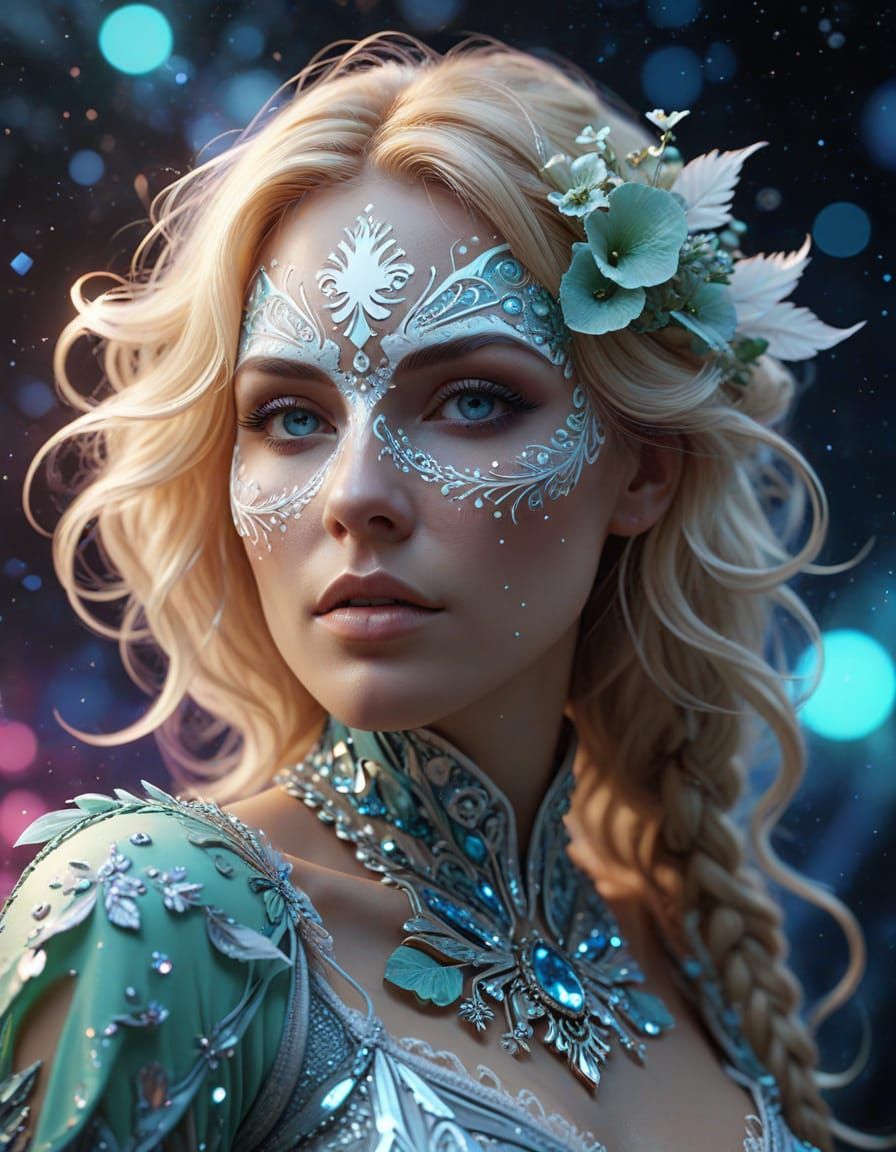 Celestial Punk Goddess in Ethereal Elegance - AI Art