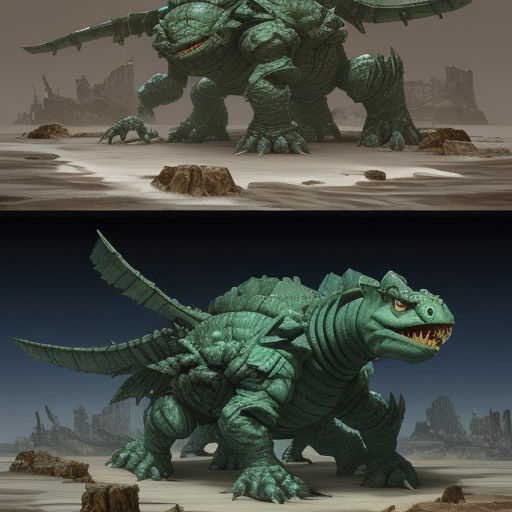 Distressed Retro Kraid in Phazon Mines - AI Art