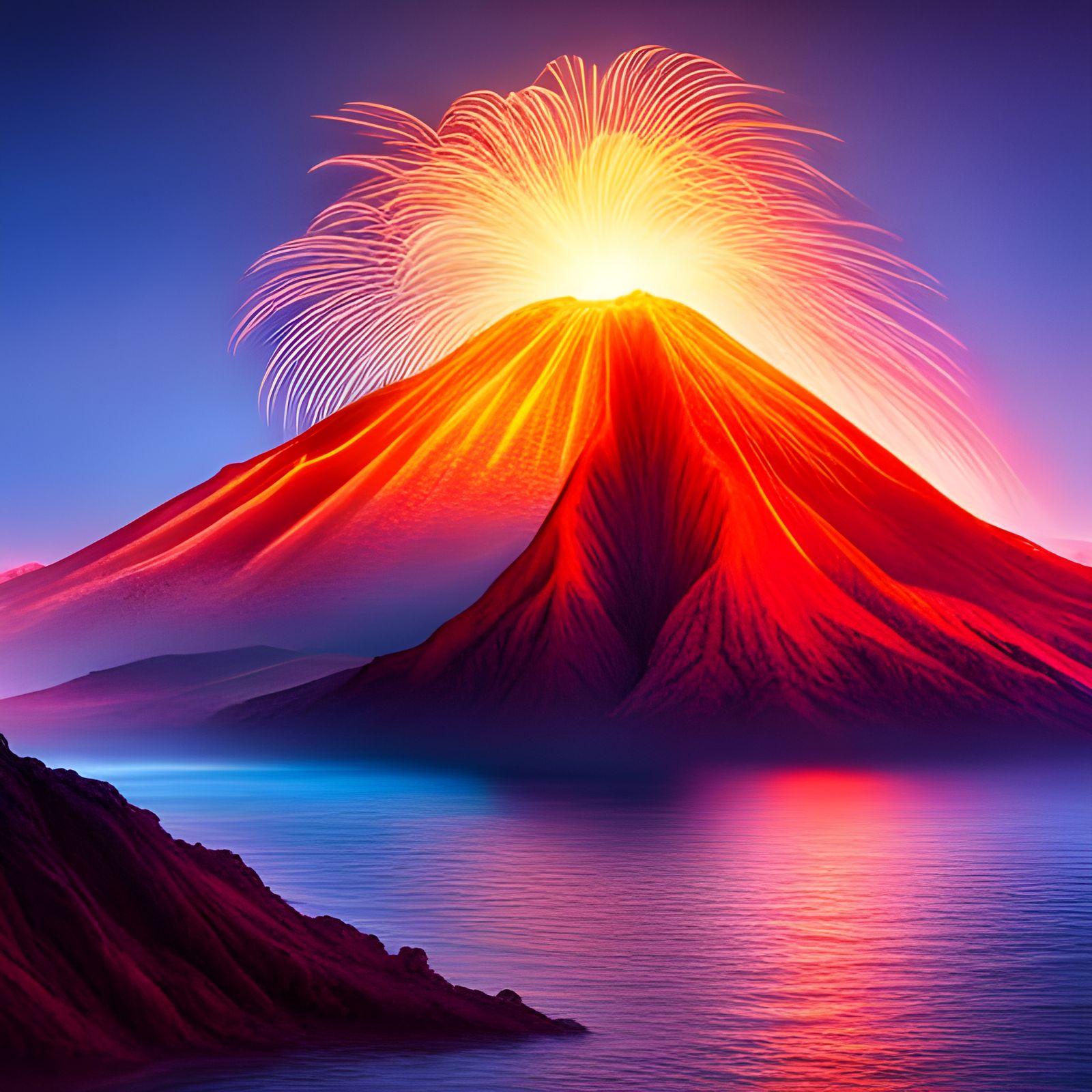 Erupting volcano - AI Generated Artwork - NightCafe Creator