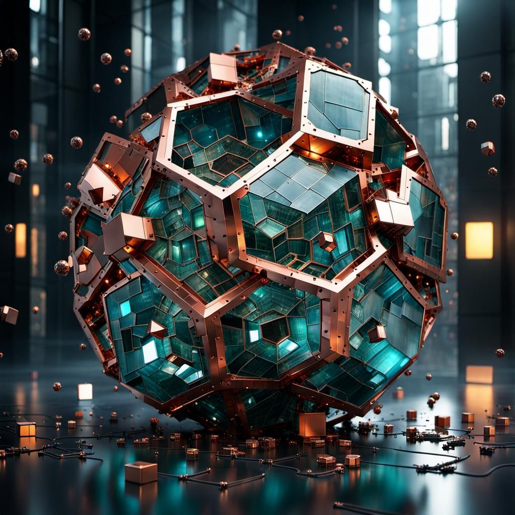 Fragmented copper sphere sculpture - AI Generated Artwork - NightCafe ...