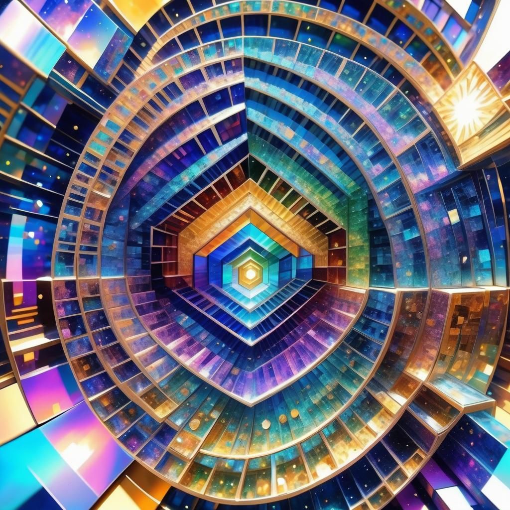 Binary Code Dream, Galaxy, Fibonacci spiral cubic crystals, iridescent ...