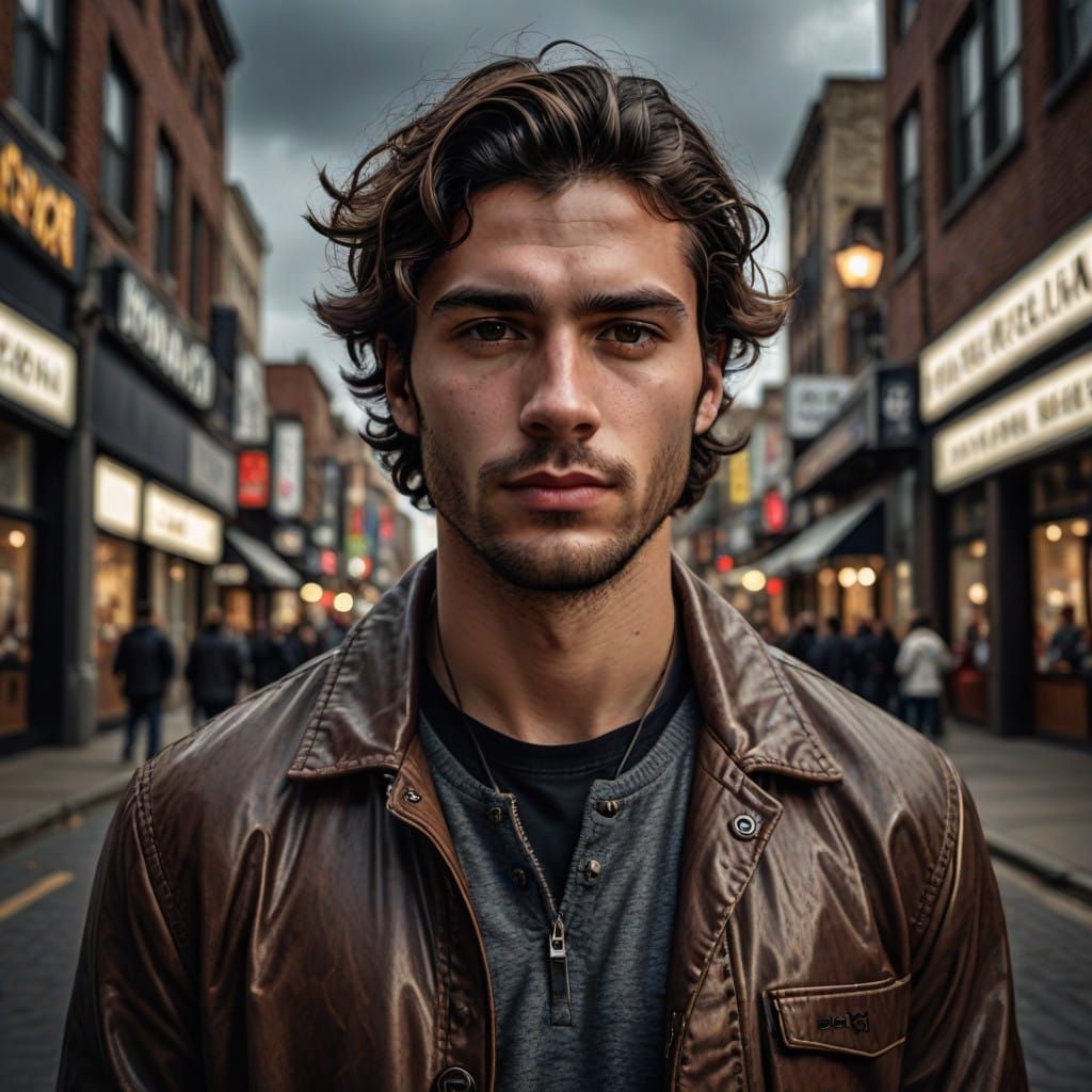 Damien Ryan* - Hyperrealistic Young Man in Moody Jacket