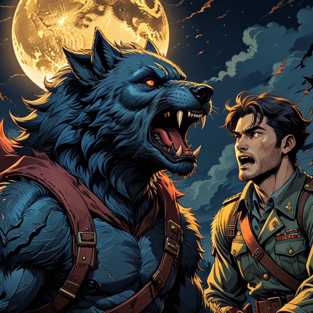 WWII Werewolves in Vintage Comic Book Style - AI Art