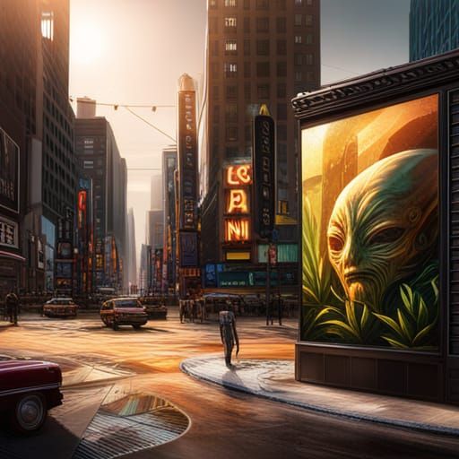 Alien billboard - AI Generated Artwork - NightCafe Creator