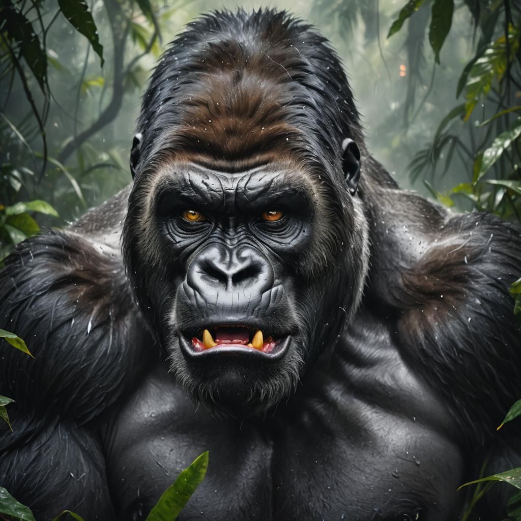 Fierce looking silverback gorilla - Fierce looking silverba...