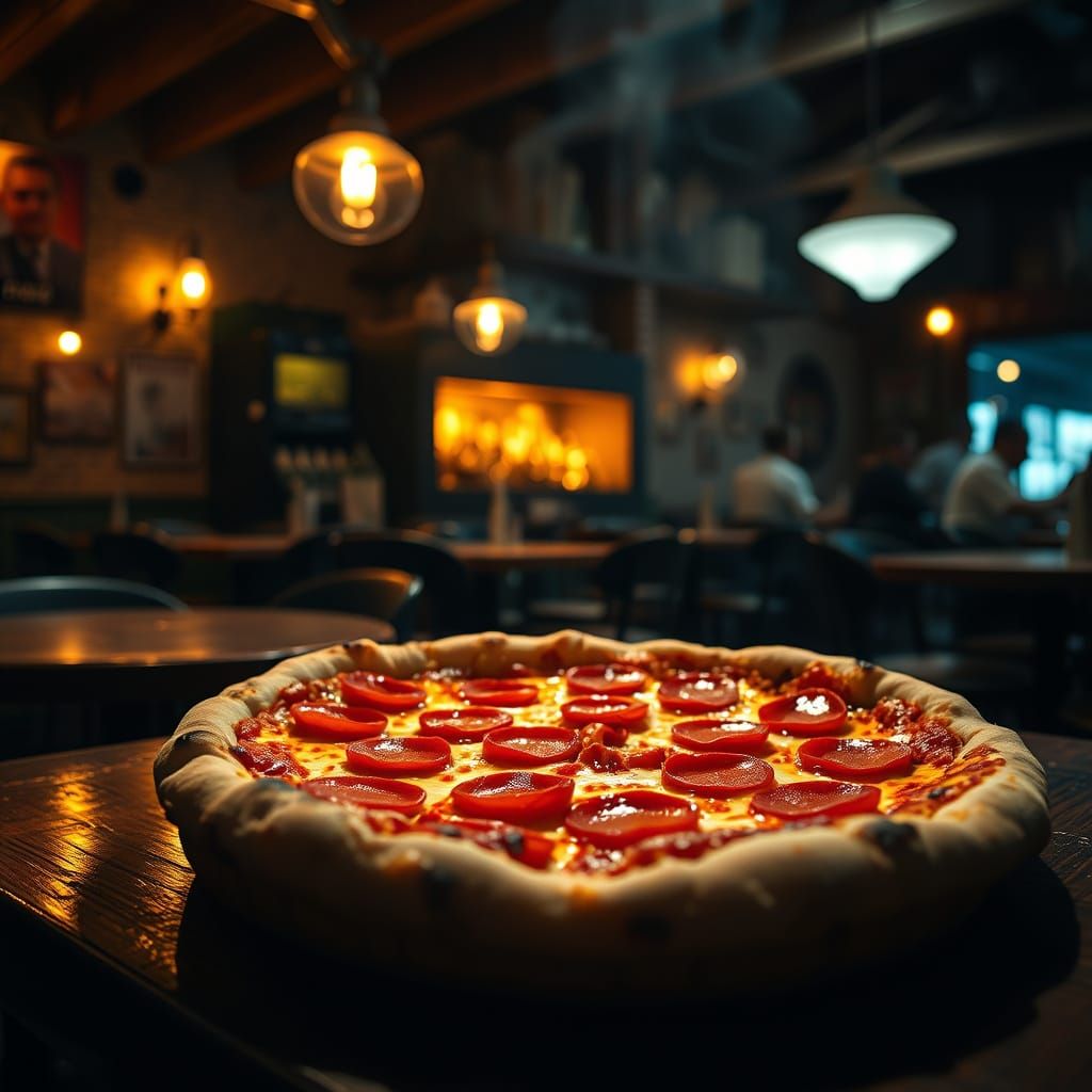 Chicago-Style Deep-Dish Pizza in a Vintage Restaur... - AI Art