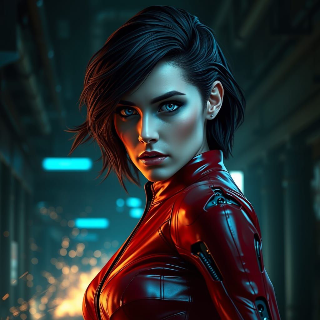 Futuristic Slavic Terminator T-X with Icy Features... - AI Art