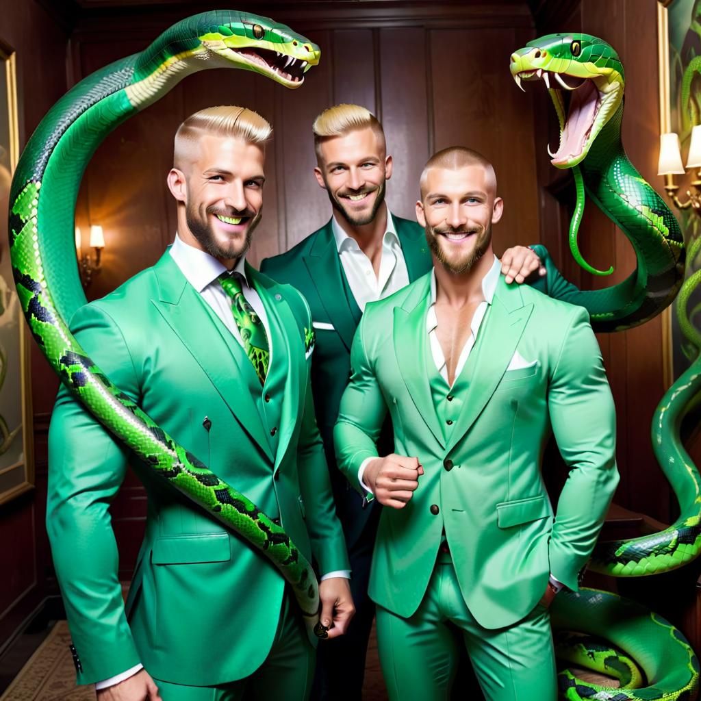 Handsome men with big snakes - AI Generated Artwork - NightCafe Creator