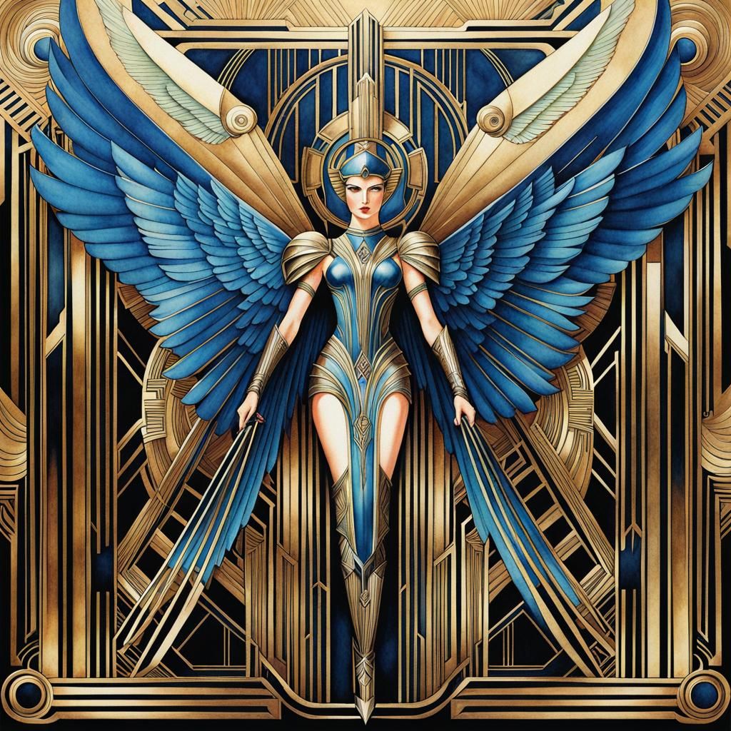 art deco inspired - cybernetic angel - AI Generated Artwork - NightCafe ...