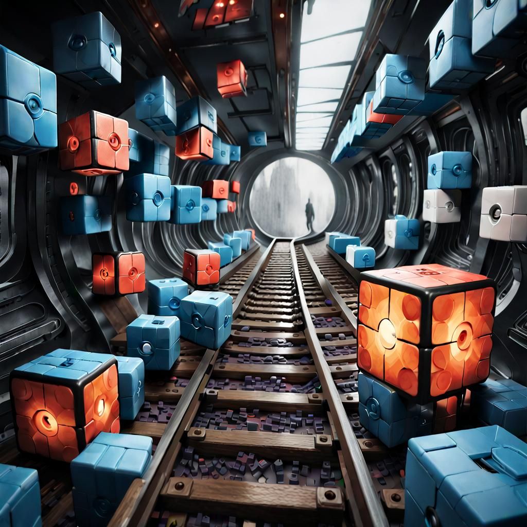 Train of cubes - AI Generated Artwork - NightCafe Creator