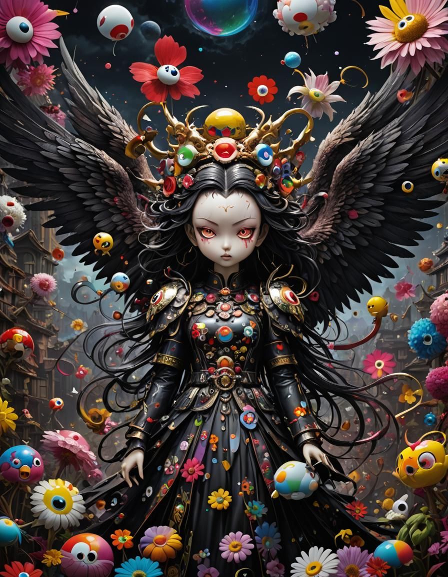 Murakami's dark angel - AI Generated Artwork - NightCafe Creator