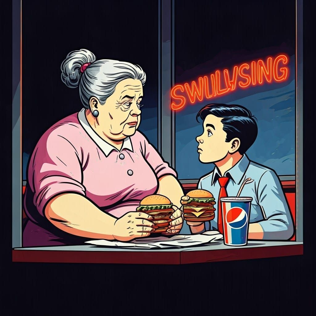 What is it he wants ? - Adoring Pair in a Neon Fast Food Ha...