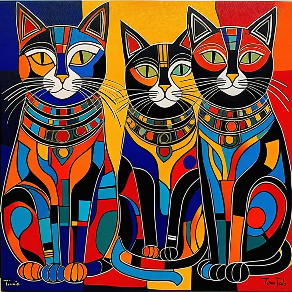 Three Cats v7.37 - AI Generated Artwork - NightCafe Creator