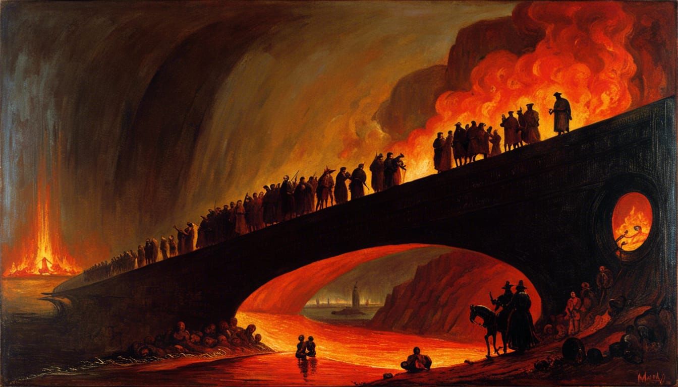 On the bridge to hell, show the sins - AI Generated Artwork - NightCafe ...