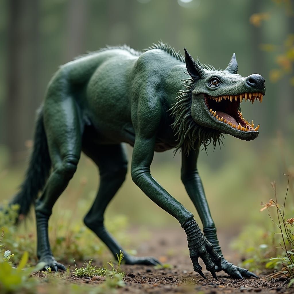 Ethereal Creature with Leathery Skin and Crocodili... - AI Art