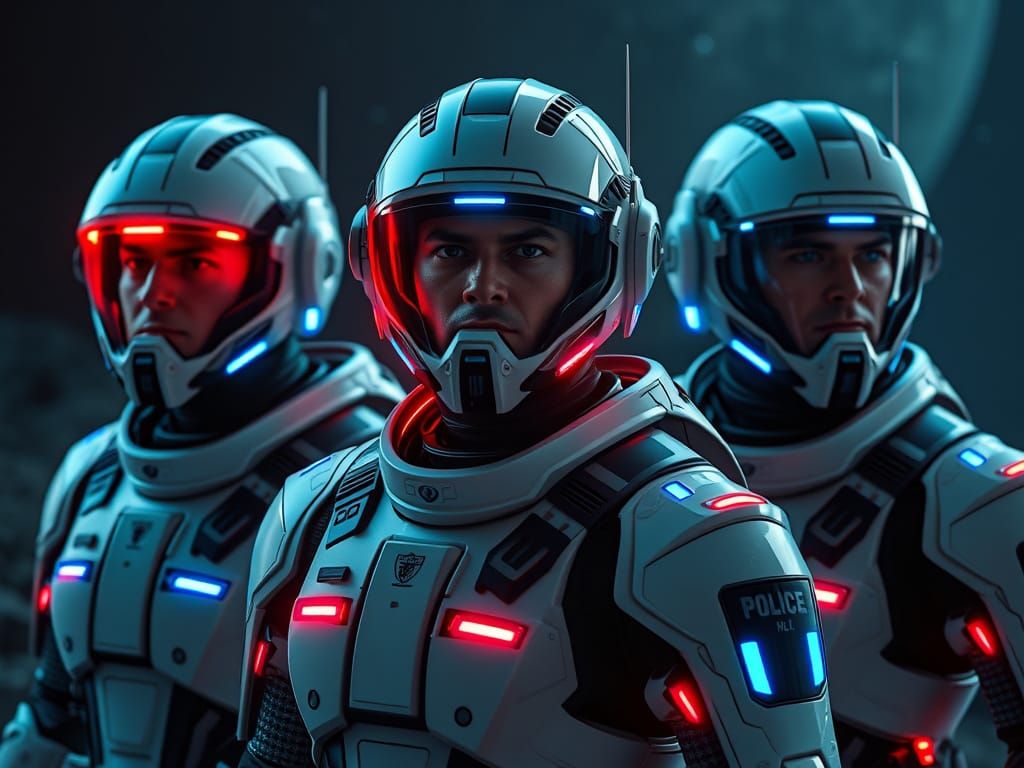 Space Cops exploring a Dark Planet - High-Tech Space Police ...