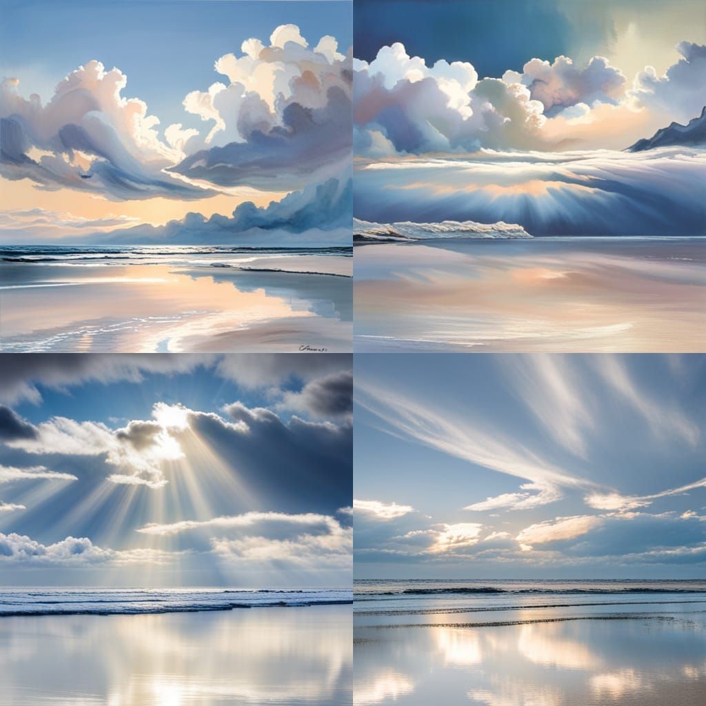 a magnificent pale silver sunrise in a pale blue sky with beautiful ...