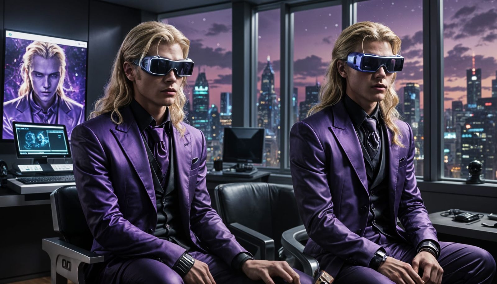 Elegant Cyborg Vampires in Futuristic Tuxedos - AI Art