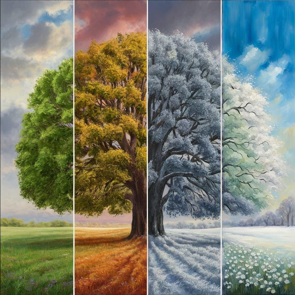 The four seasons on one tree - AI Generated Artwork - NightCafe Creator