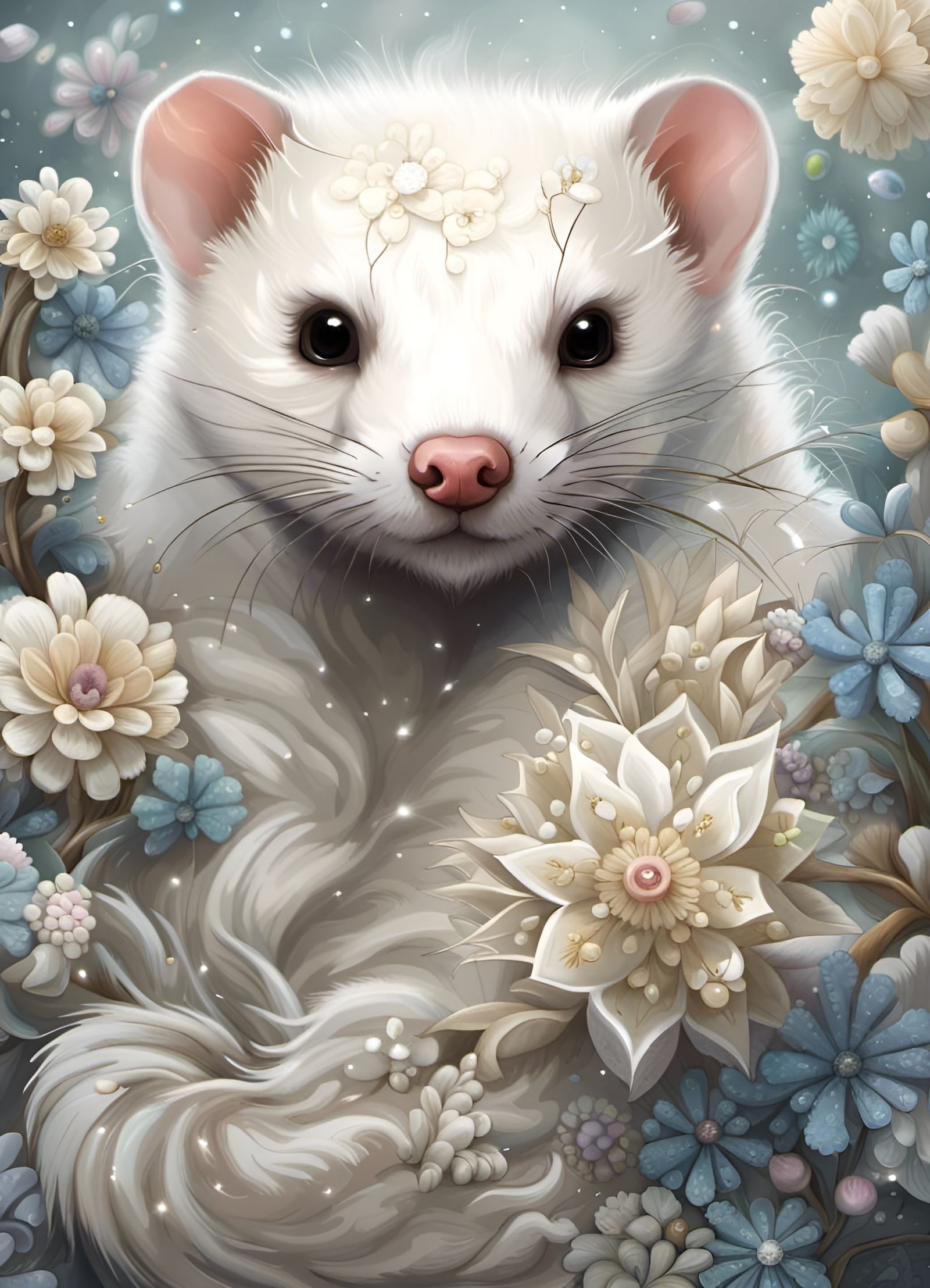 Alabaster Ferret Portrait - AI Generated Artwork - NightCafe Creator