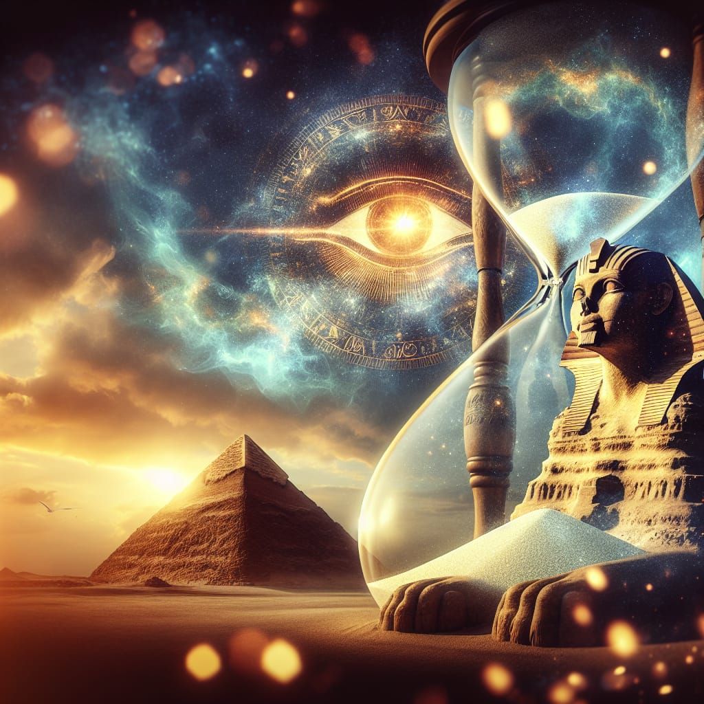 Turn Back Time - Surrealistic Sphinx Emerging from Ancient P...