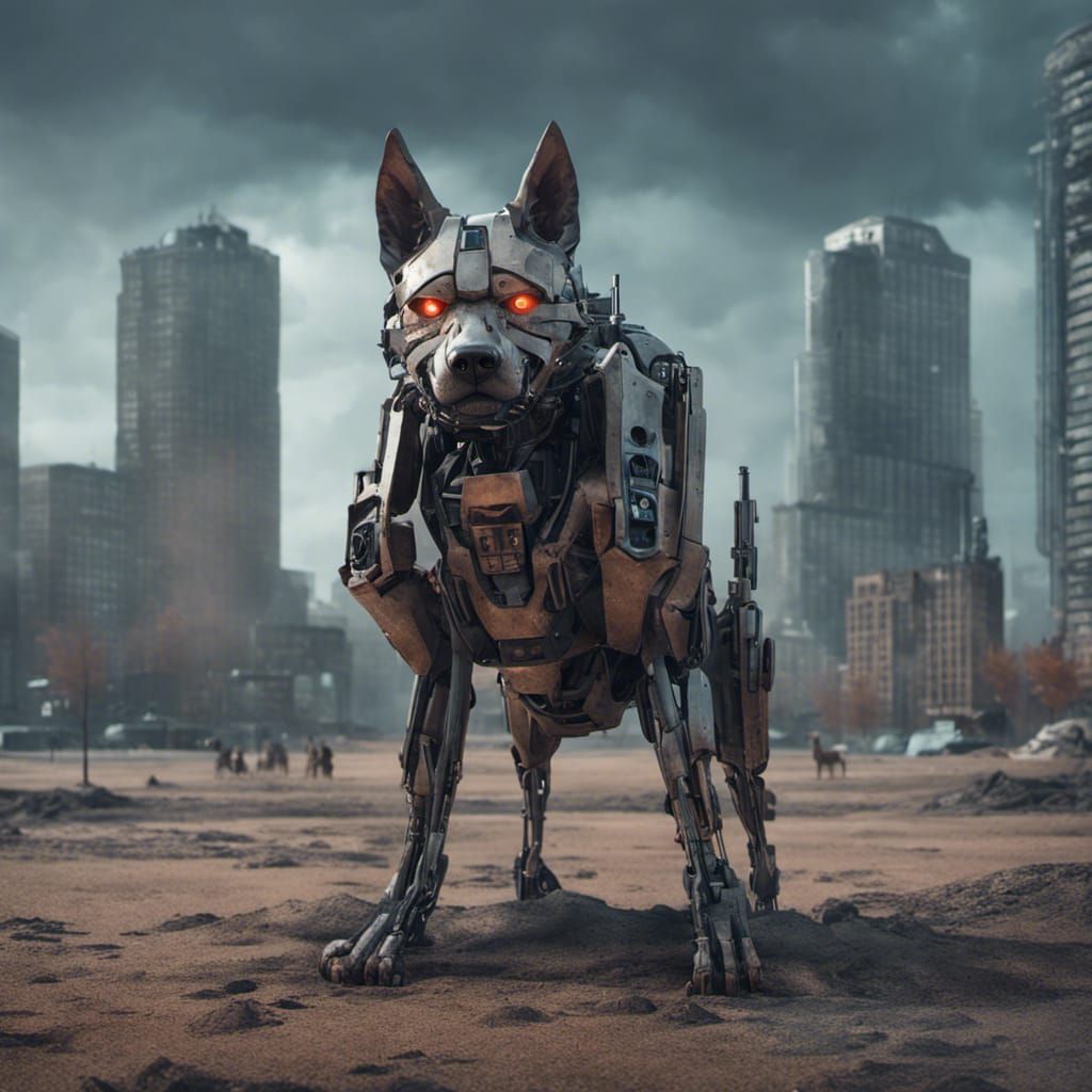 Cyborg wolf post apocaliptic II - AI Generated Artwork - NightCafe Creator