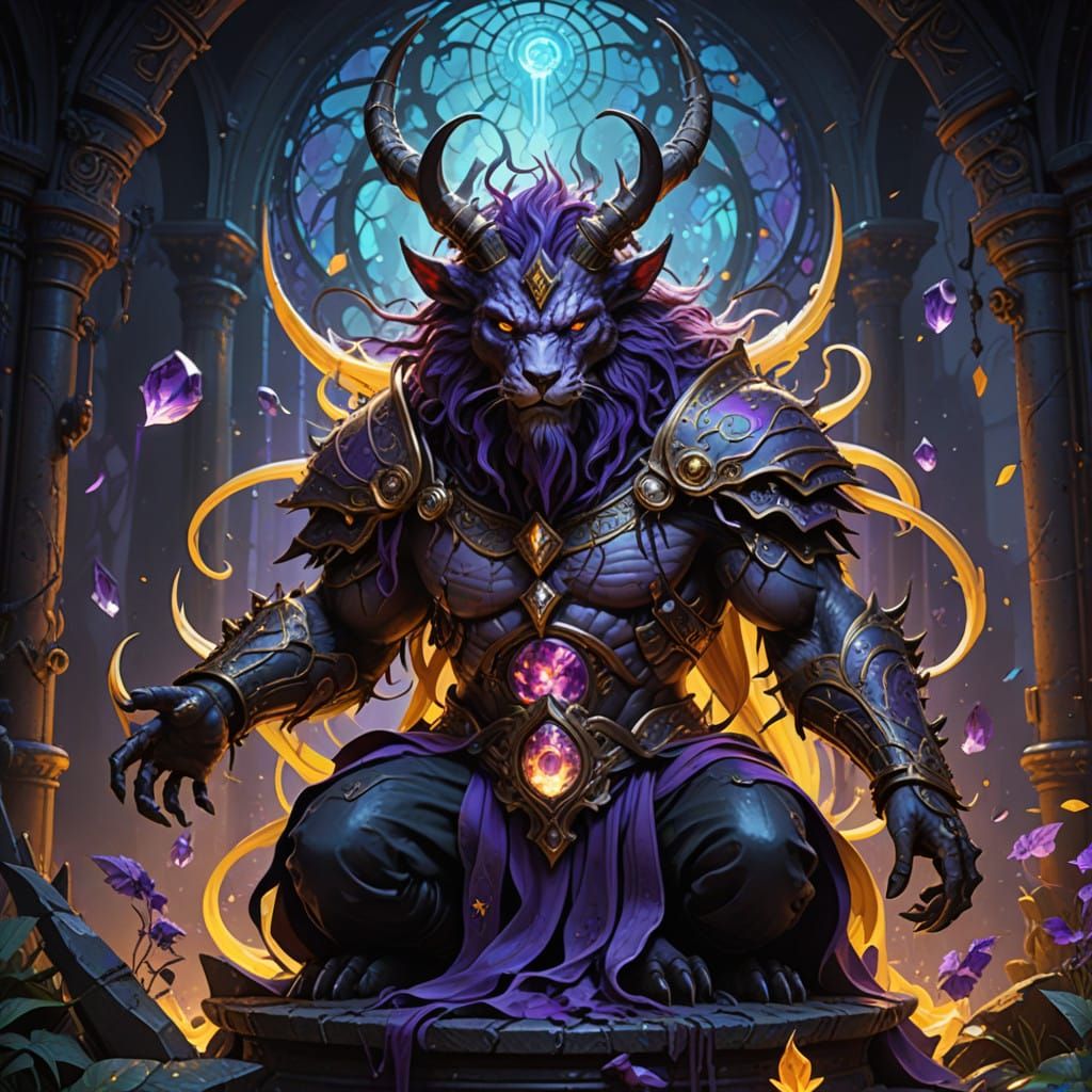 Heroic Mythical Creature in Vibrant, Intricate Fan... - AI Art