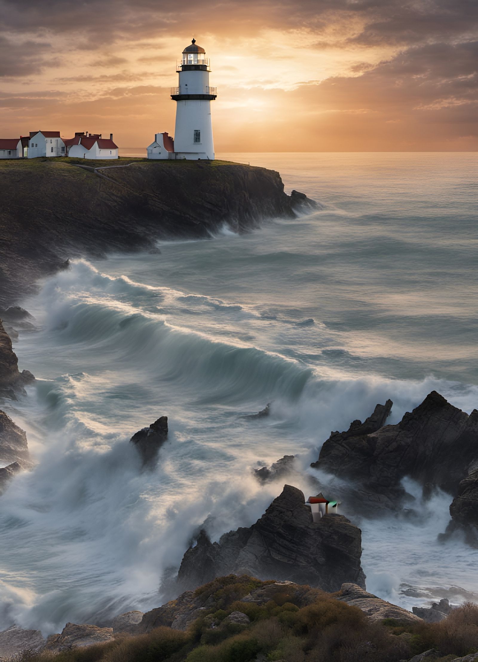 Cliff Side Lighthouse - AI Generated Artwork - NightCafe Creator