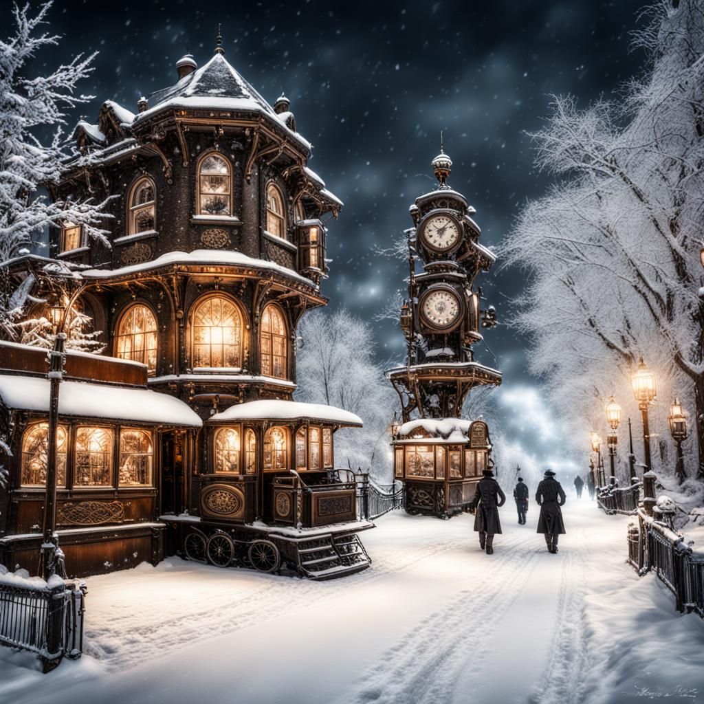 The Ultimate Steampunk Snowy Winter Wonderland - AI Generated Artwork ...