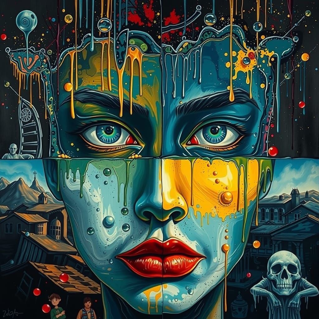 red, blue yellow succubus - Polychromatic Surrealism: Drea...