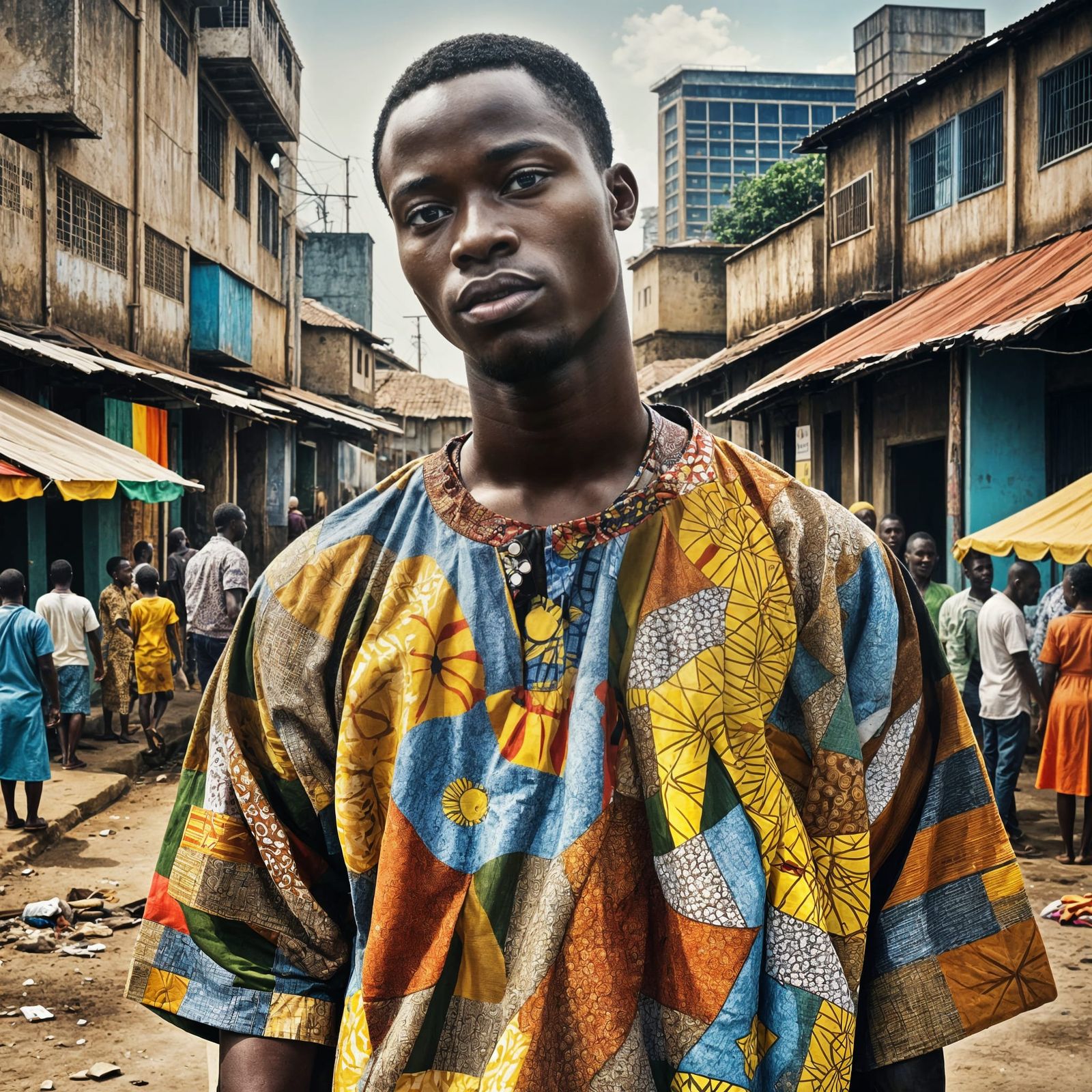 Ghana - Ghanaian Man in Traditional Smock, Accra, Splash Art