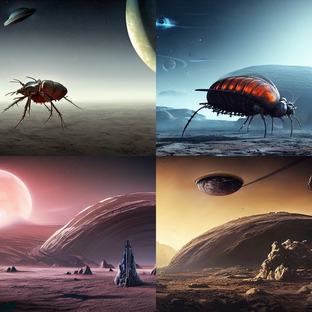 Gigantic Cockroach on a vast alien planet. sci-fi horror detailed matte ...