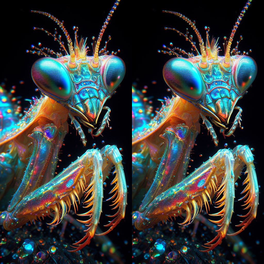 Stereoscopic Photo of Iridescent Mantis - AI Generated Artwork ...
