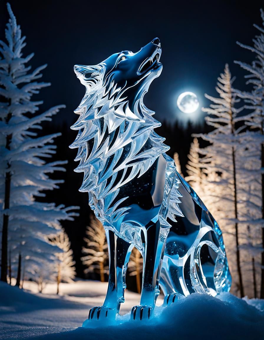 Howling ice wolf - AI Generated Artwork - NightCafe Creator