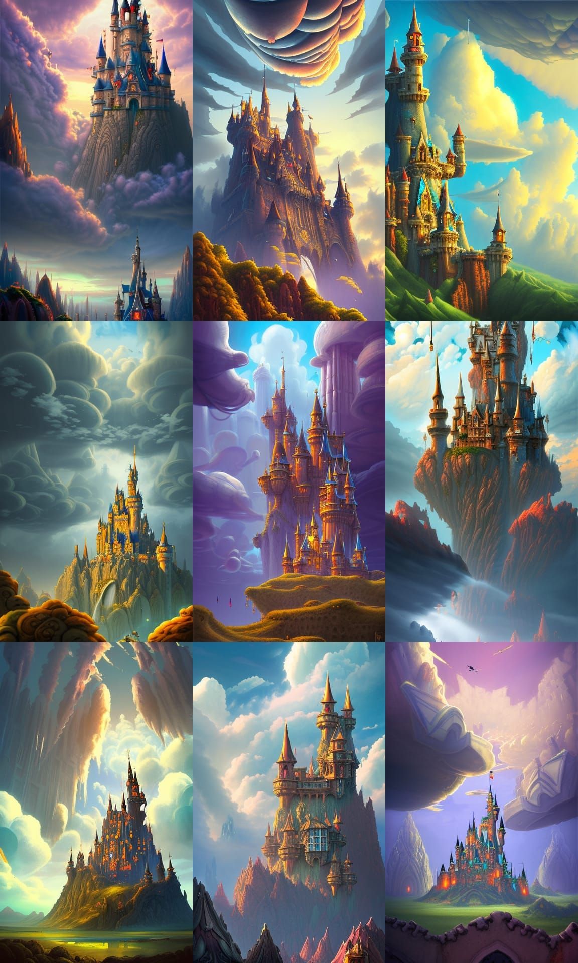 "Epic fairytale castle !!!" towering achitecture, epic clouds ...