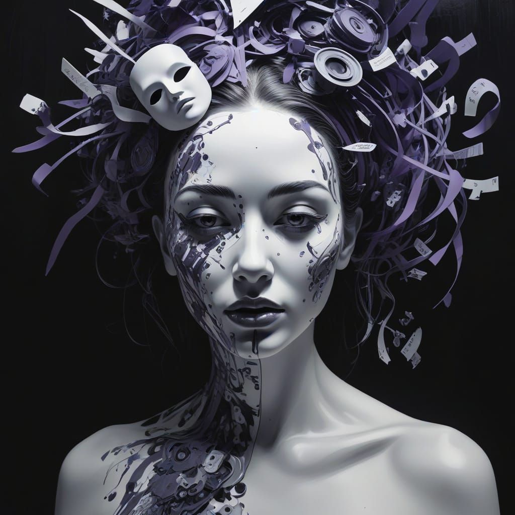 Woman Enveloped in Surrealistic Tapestry of Arcane... - AI Art