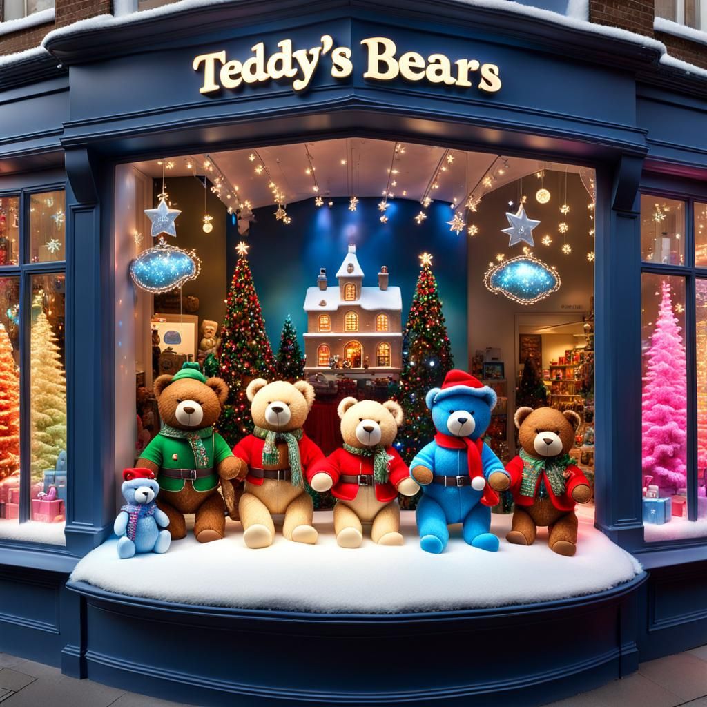 "Teddy's Bears" (Toy Shop) Christmas Window Display - AI Generated ...