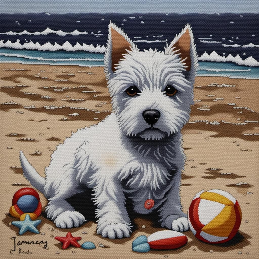 Scottie On The Sand - AI Generated Artwork - NightCafe Creator