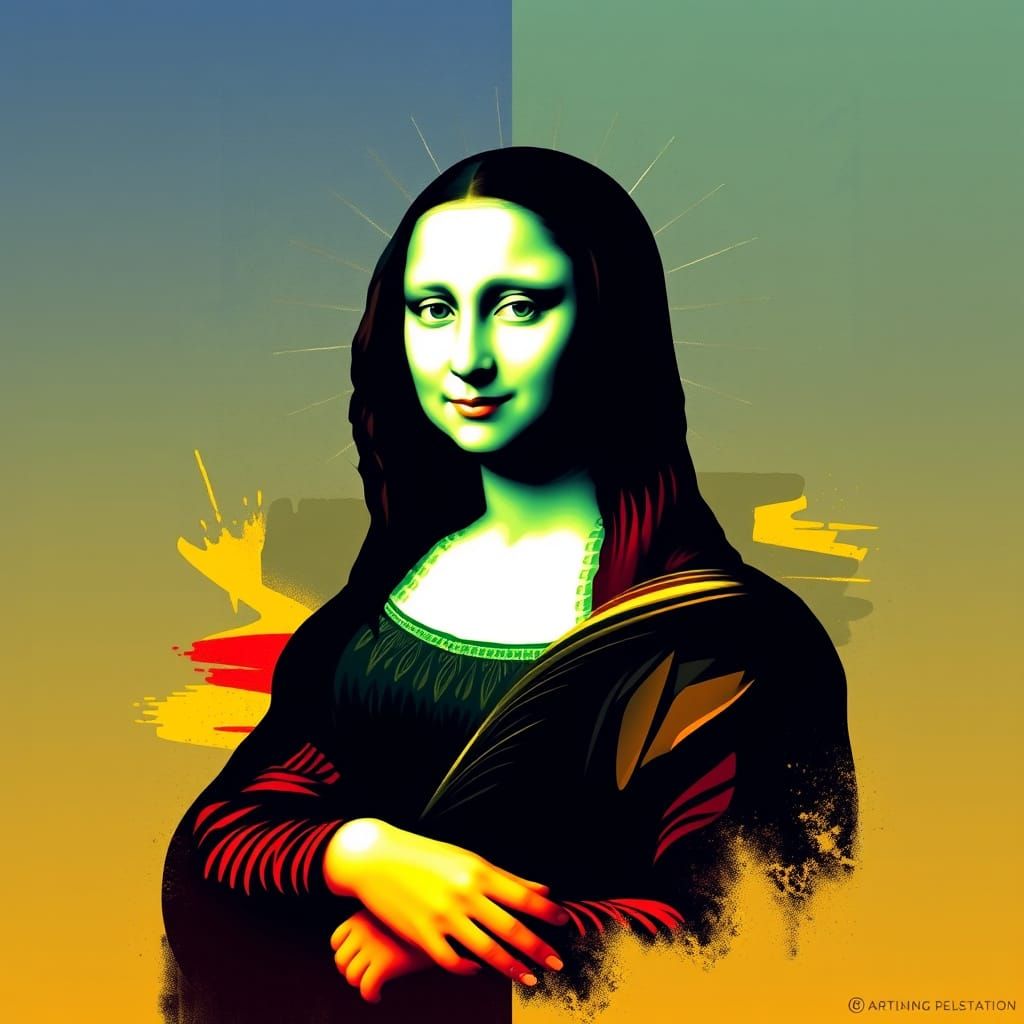 The Mona Lisa in Triadic Colors - AI Art