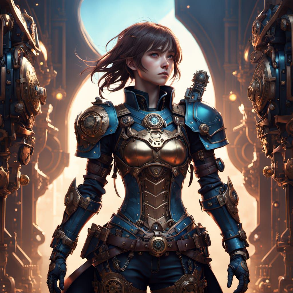 Steampunk Adventurers in Intricate Armor - AI Art